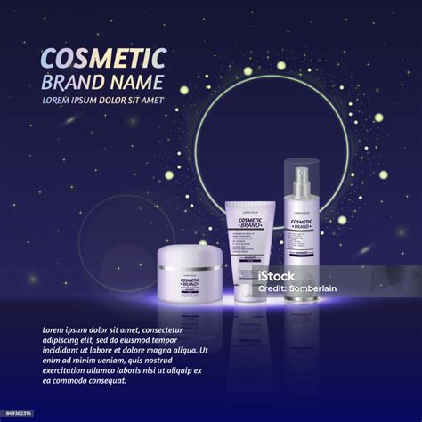3d 현실 화장품 병 광고 템플릿입니다 화장품 브랜드 광고 Glitters 반짝 추상 하늘 배경 컨셉 디자인 3차원 형태에 대한 스톡 벡터 아트 및 기타 이미지 Istock