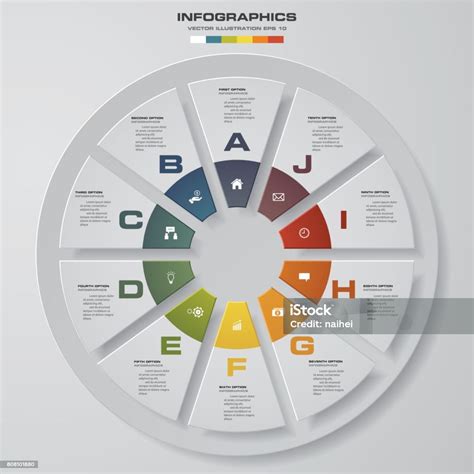10 단계 현대 원형 차트 인포 그래픽 요소를 추상화 합니다 벡터 일러스트입니다 0명에 대한 스톡 벡터 아트 및 기타 이미지 0명 3차원 형태 개념 Istock