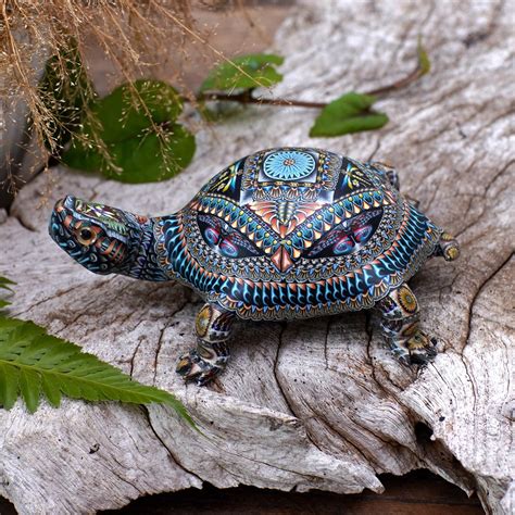 Colorful Polymer Clay Tortoise Sculpture 45 Inch Decorative