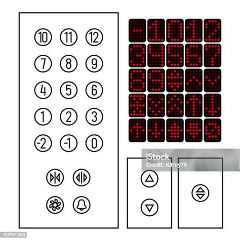 엘리베이터 버튼 아이콘 세트입니다 얇은 선 스타일의 엘리베이터 인테리어 인터페이스의 요소 엘리베이터에 대한 스톡 벡터 아트 및 기타 이미지 Istock