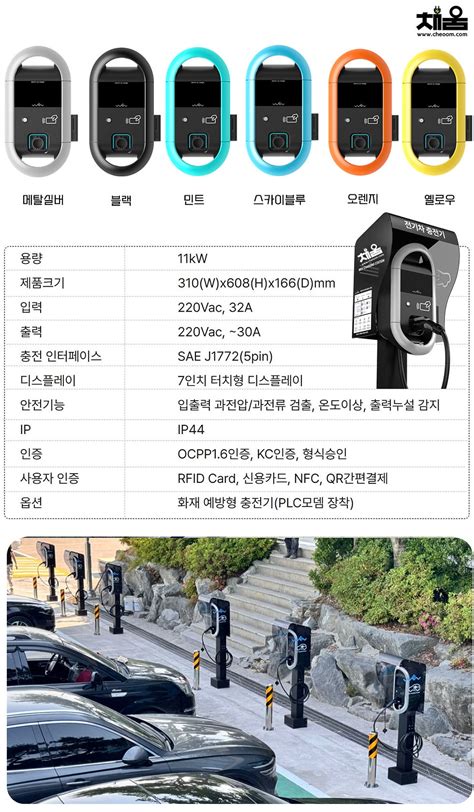 채움 완속 중속 충전기 제품 채움 Cheoom 전기차 충전기 완속 중속 충전기 구입 설치 및 인프라 구축 상업용 화재 방지 예방 감지 기능 수익형 충전기
