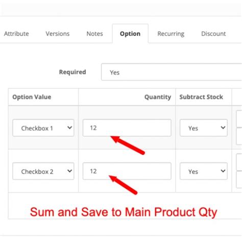 OpenCart Sum Option Quantity To Product Main Quantity