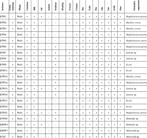 Biochemical Characterization And Probable Identity Of Selected Isolates