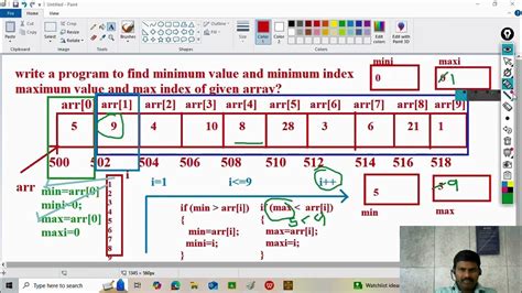Arrays In C Language Write A Program To Find Minimum Minimum Index And Maximum Of Give Array
