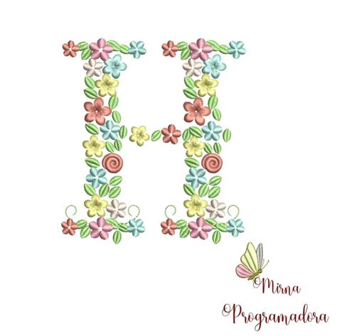 Matriz De Bordado Floral Letra H Matrizes Lindas