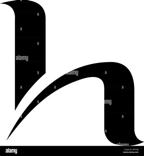 Black Letter H Icon With Round Spiky Lines On A White Background Stock