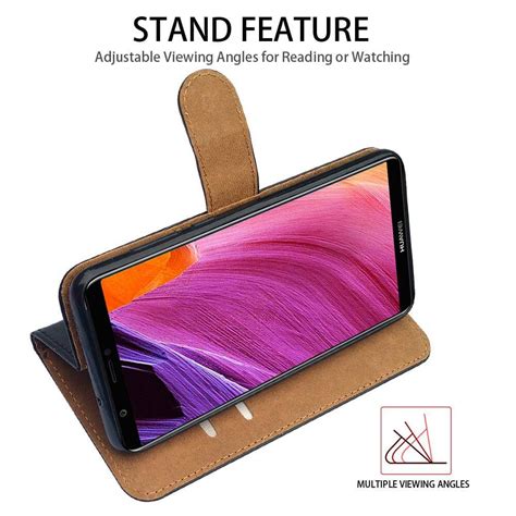 Sdtek Coque Pour Huawei P Smart Housse Portefeuille Etui Cuir Flip Noir