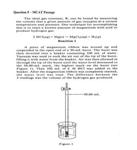 Solved Question 9 Mcat Passage The Ideal Gas Constant R