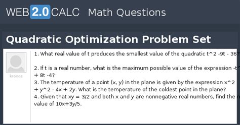 view question quadratic optimization problem set