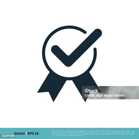 로제트 리본 마크 아이콘 벡터 로고 템플릿 일러스트 디자인 확인 벡터 Eps 10 고급에 대한 스톡 벡터 아트 및 기타 이미지