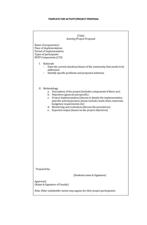 Project Proposal A Template Template For Activity Project Proposal ȋtitleȌ Activity Project