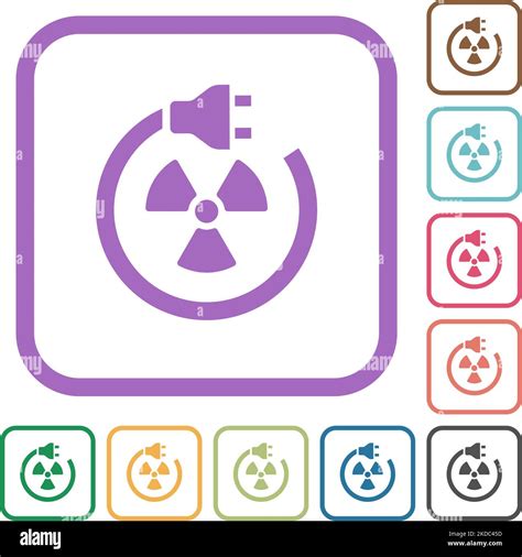 Nuclear Energy Simple Icons In Color Rounded Square Frames On White