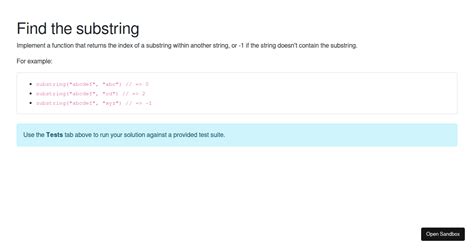 Substring Test Codesandbox