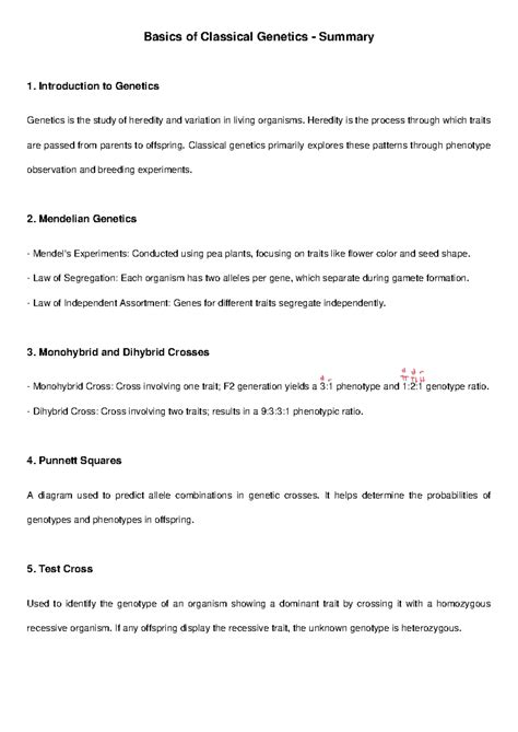 Classical Genetics Overview Key Concepts And Mendelian Principles