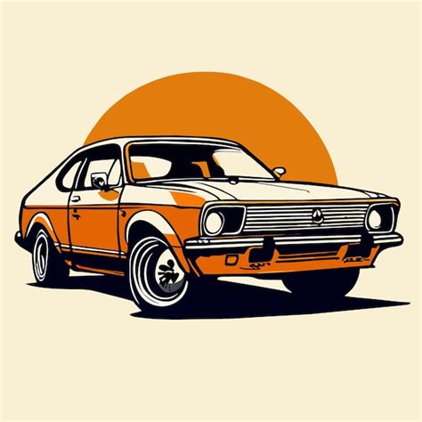빈티지 자동차 터 일러스트레이션 프리미엄 벡터