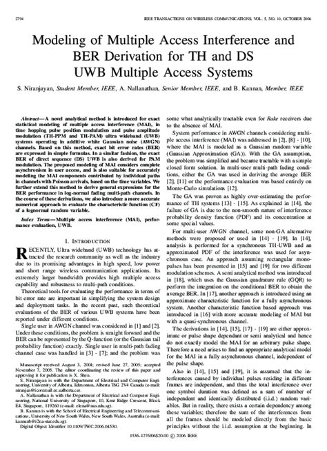 pdf modeling of multiple access interference and ber derivation for