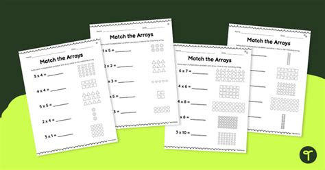 match the arrays worksheet pack teach starter