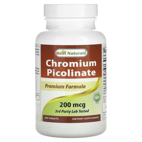 Best Naturals Chromium Picolinate 200 Mcg 240 Tablets