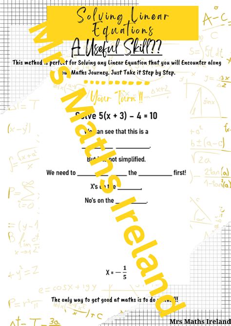 Solving Linear Equations Lc Ol And Hl Quick Notes Digital Download