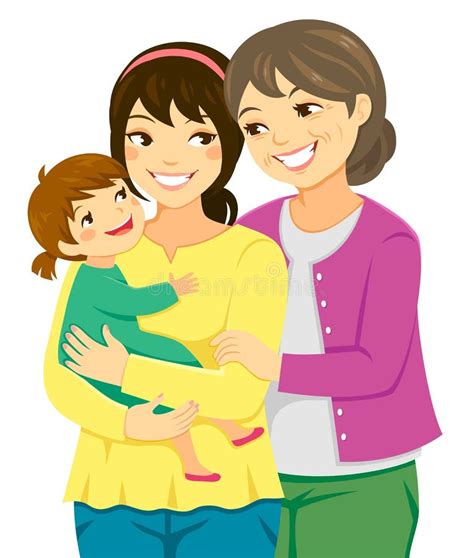 Папа мама обнимает с днем семьи из мультика дочери Иллюстрация вектора иллюстрации