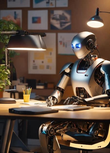 Premium Photo Ai Robot Working On Computer
