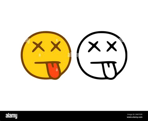 Kill Face Emoticon In Doodle Style Isolated On White Background Stock