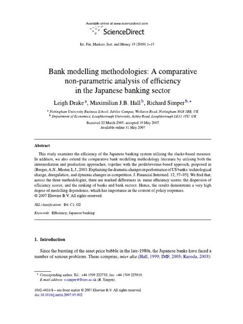 Bank Modelling Methodologies A Comparative Pdf