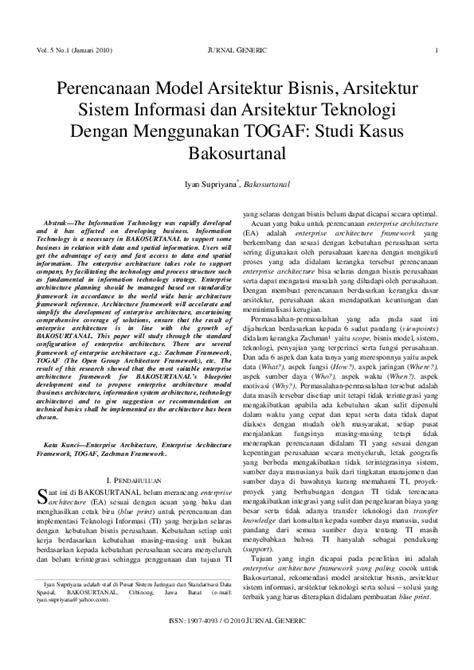 pdf perencanaan model arsitektur bisnis arsitektur sistem informasi