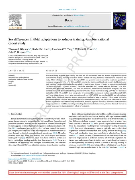 Pdf Sex Differences In Tibial Adaptations To Arduous Training An