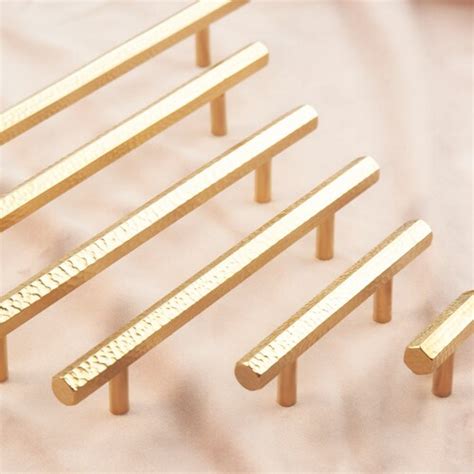 Hexagon Hammered Handles Brass Solid Handmade Drawer Knobs Etsy