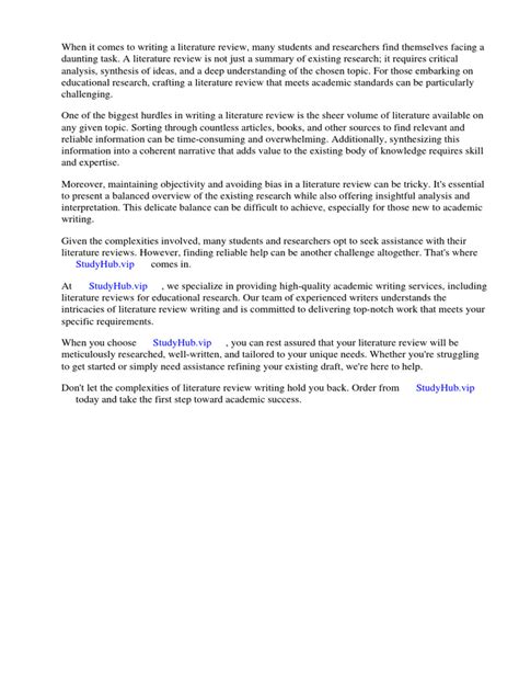 Literature Review Sample Educational Research Pdf