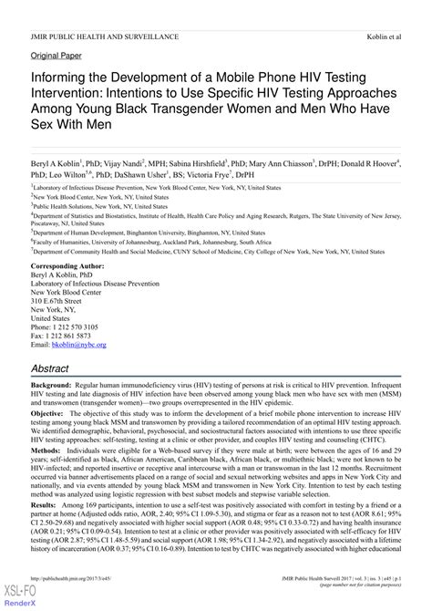 Pdf Informing The Development Of A Mobile Phone Hiv Testing