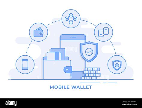 Mobile Wallet Digital Wallet E Wallet Concept Thin Line Flat