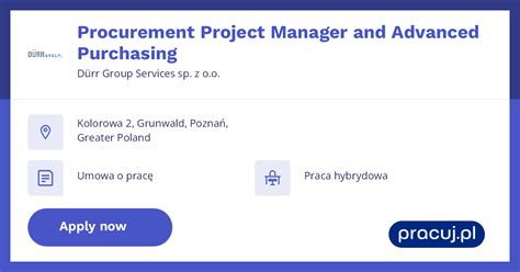 Oferta Pracy Procurement Project Manager And Advanced Purchasing Dürr