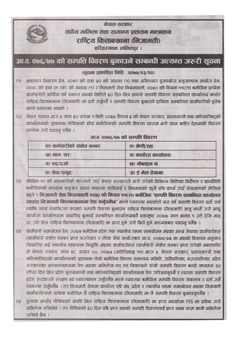 New Updated Sampatti Bibaran Form With Envelop Format And Provisions