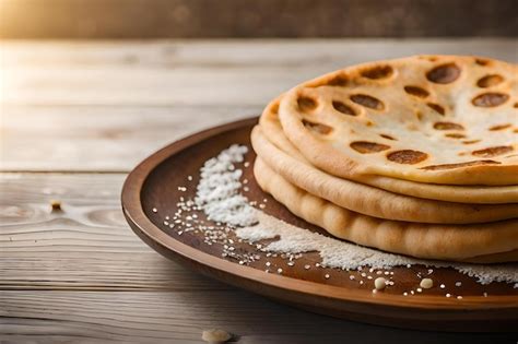 Premium Photo A Stack Of Flat Breads With A Slice Of Cheese On The Top