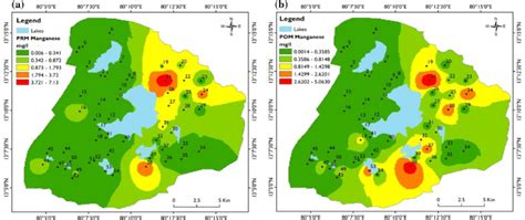 A B Spatial Variation Of Mn In The Groundwater For Pre Monsoon And