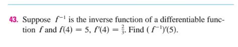 Solved Suppose F Is The Inverse Function Of A Chegg