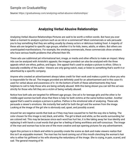 Analyzing Verbal Abusive Relationships Essay Example GraduateWay
