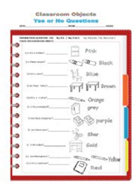 CLASSROOM OBJECTS YES OR NO QUESTIONS ESL Worksheet By Carmendelvalle
