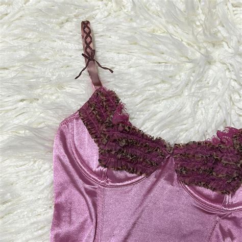 Shiny Fabric Bustier Top Cups Are 34b Garters Are Depop