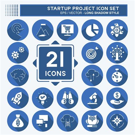 Icon Set Startup Project Suitable For Startup Symbol Long Shadow Style Simple Design Editable