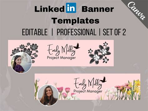 Linkedin Banner Canva Editable Template Linked In Pink Minimalist