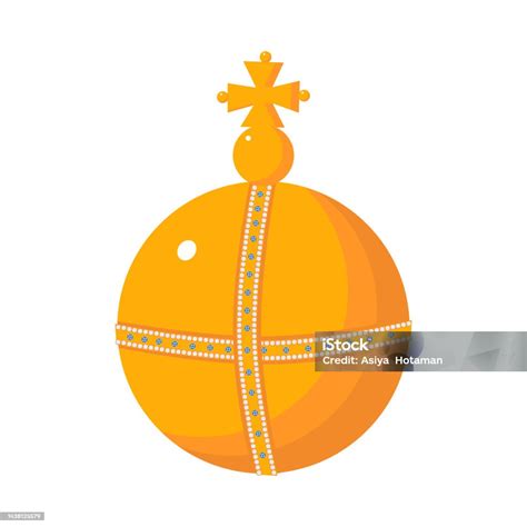 글로버스 크루시거 십자가 베어링 제국 구 만화 벡터 삽화입니다 로얄 골드 쥬얼리 왕 여왕 군주제 제국의 상징 흰색 배경에 격리 Empire에 대한 스톡 벡터 아트 및 기타
