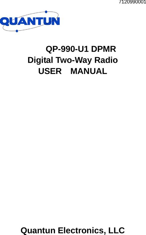 Quantun Electronics QP U TWO WAY RADIO User Manual