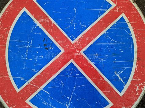 Old Traffic Sign Prohibiting Parking In Russia Closeup Photo Stock