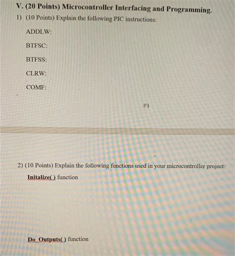 Solved V 20 Points Microcontroller Interfacing And