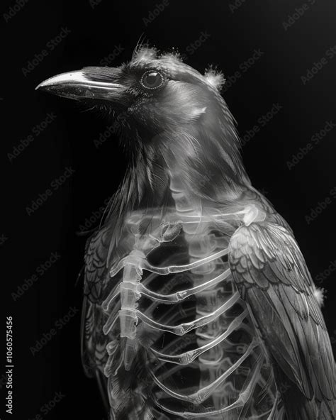 Striking Portrait Of Crow Showcasing Its Intricate Skeletal Structure