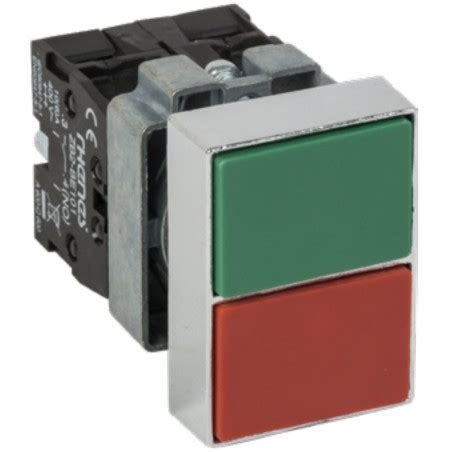 Pulsador Doble Metalico De 22mm Verde Rasante Rojo Rasante 1no 1nc⚡