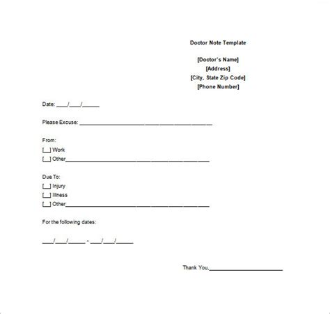 Free Doctors Note Template Microsoft Word Free Word Template